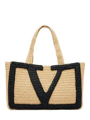 Valentino Garavani Viva Superstar Large Crochet Tote Bag - Beige