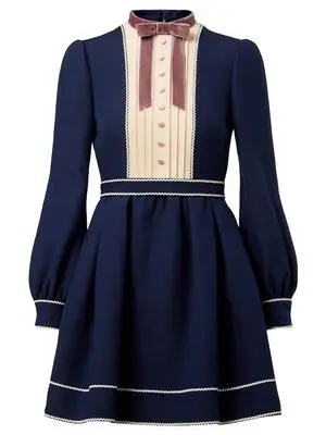 Valentino Garavani Crepe Couture Bow-detail Mini Dress - Blue