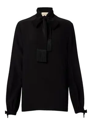 Valentino Garavani Bow Detail Silk Crepe Blouse - Black