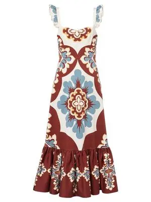 La DoubleJ Gingerbread Printed Midi Dress - Multicoloured