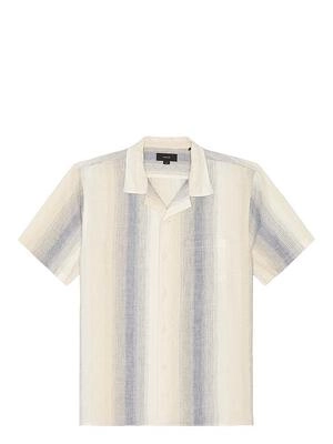 Vince Marina Stripe Short Sleeve Cabana Shirt In . Also - Blue