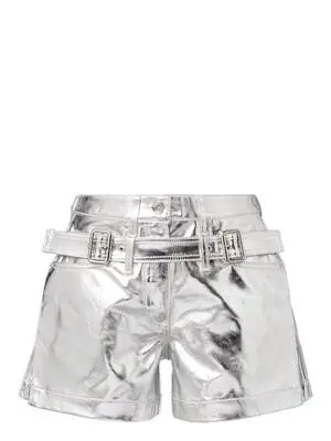 Rabanne Metallic Cotton High-rise Shorts - Silver