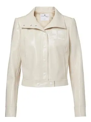 COURREGES Courreges Logo Faux Leather Jacket White