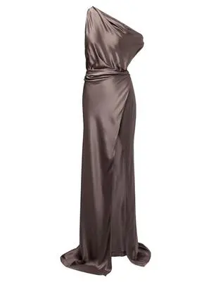 THE SEI One-shoulder Gown In Silk Satin - Grey