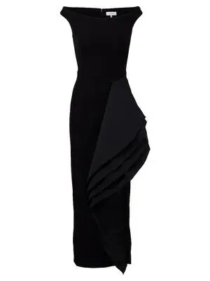 Safiyaa Bree Draped Midi Dress - Black