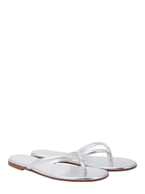 GIANVITO ROSSI Gianvito Rossi Calypso Metallic Leather Thong Sandals