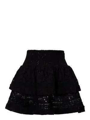 Melissa Odabash Riri Cotton Broderie Mini Skirt - Black