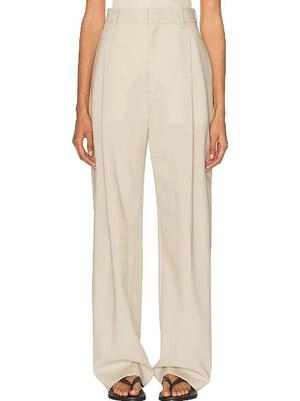 Wardrobe.NYC Mid Rise Tailored Trousers - Sand