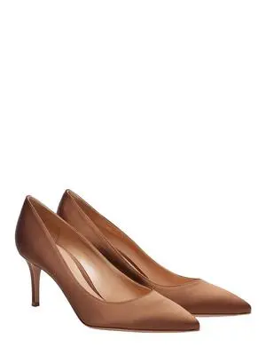 GIANVITO ROSSI Gianvito Rossi "Gianvito 70" Crepe Satin Pumps Brown