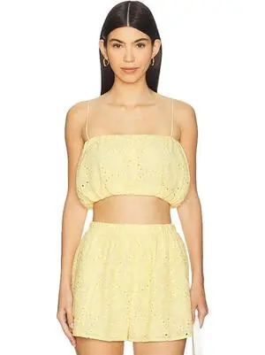 LOVERS AND FRIENDS Josie Cropped Eyelet Top - Lemon