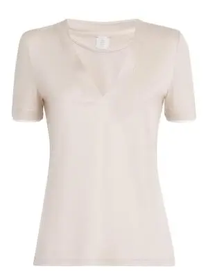 Eleventy Jersey V-neck T-shirt With Contrast Trim - Beige