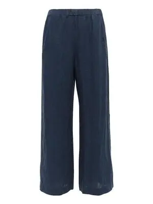 Velvet By Graham & Spencer Lola Linen Wide Leg Trousers Blue
