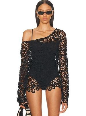 Norma Kamali Norma Kamali Off Shoulder Raglan Top Black