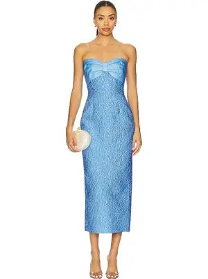 SAU LEE Strapless Bow Bodice Jacquard Dress - Blue