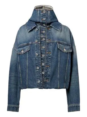 JEAN PAUL GAULTIER Distressed Denim Hooded Jacket - Blue