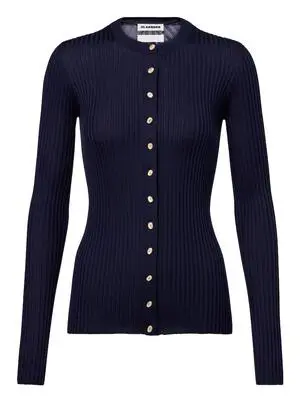 JIL SANDER Ribbed-knit Silk Cardigan