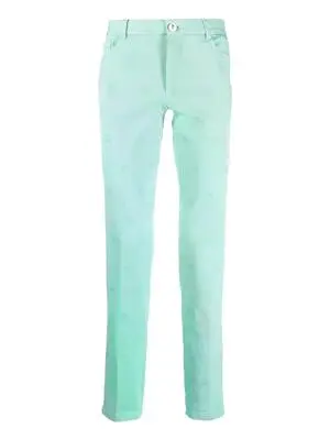 Philipp Plein Straight-leg Trousers With Skull Embroidery - Blue