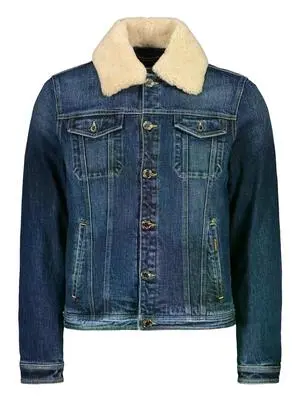 MOORER Moorer Taburno Shearling Collar Denim Jacket