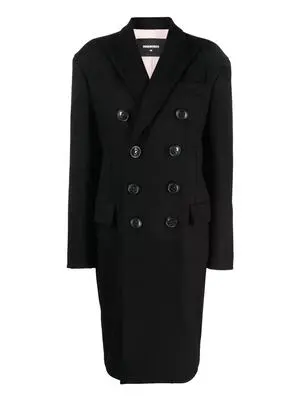 Dsquared2 Double-breasted Virgin Wool Blend Coat - Black