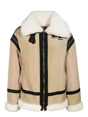 Karl Lagerfeld X Cara Delevingne Faux-fur Trimmed Bomber Jacket - Neutrals