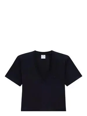 COURREGES Logo Appliqué Cotton T-shirt - Black