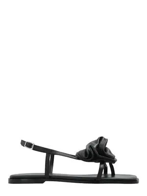 VIC MATIE Leather Slingback Sandals - Black