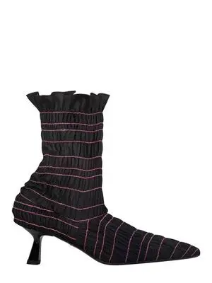 AMY CROOKES Ruffle Detail Ankle Boots - Black