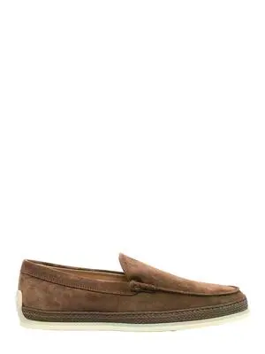 TOD'S Tod's Brown Leather Espadrille Detail Loafers Brown