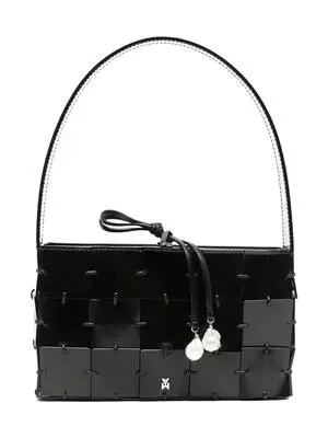 Amina Muaddi Leather Tote Bag With Pearl Detailing - Black