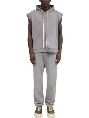 MAISON MARGIELA Sleeveless Zip-up Hoodie With Paint Splatter Detail - Grey