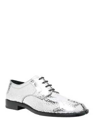 MAISON MARGIELA Tabi Mirror-effect Lace-up Brogues - Silver