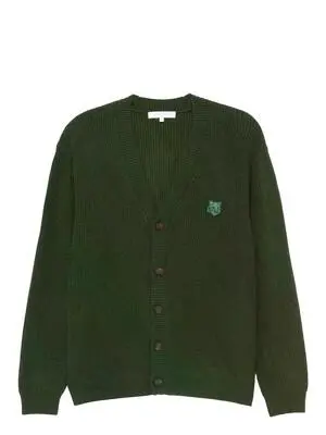 Maison Kitsuné Fox-patch V-neck Cardigan - Green