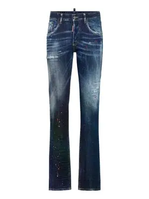 Dsquared2 Straight-leg Jeans With Paint Splatter Detail - Blue