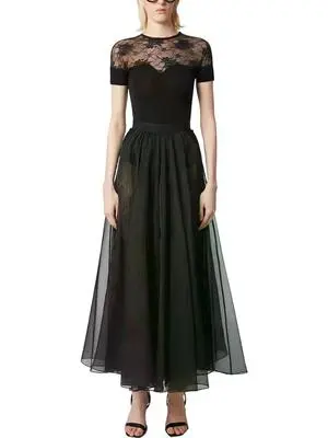 Nina Ricci Organza Maxi Skirt - Black