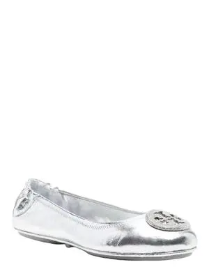 Tory Burch Minnie Travel Ballet Flats - Silver