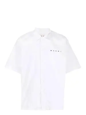 Marni Logo-print Poplin Bowling Shirt White