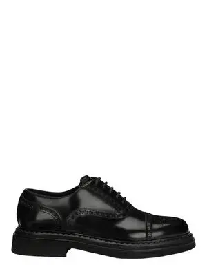 Dolce & Gabbana Brushed Calfskin Oxford Shoes With Brogue Detailing - Black