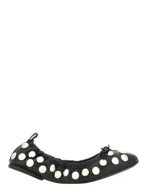 Hogan Hogan Black Leather Studded Ballerina Flats Black