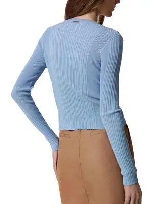 TWINSET Ribbed Cardigan With Button Fastening - Blue