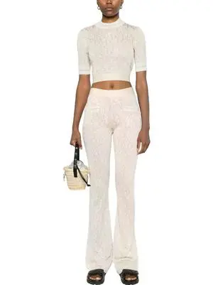 Palm Angels Monogram Jacquard Knitted Crop Top - Neutrals