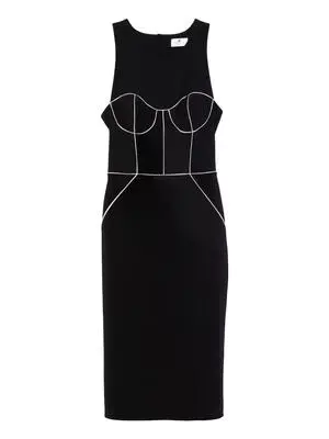 Elisabetta Franchi Contrasting-piping Midi Dress - Black