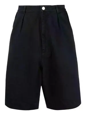 Raf Simons Pleated Cotton Bermuda Shorts - Blue