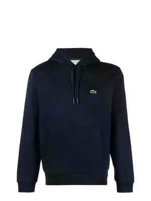 Lacoste Logo Patch Fleece Hoodie - Blue