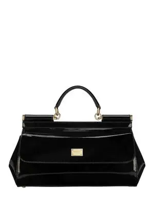 Dolce & Gabbana Dolce & Gabbana Elongated Sicily Patent Leather Top-Handle Bag Black