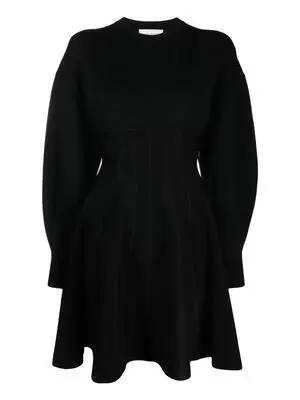 Alexander McQueen Wool-blend Flared Minidress - Black