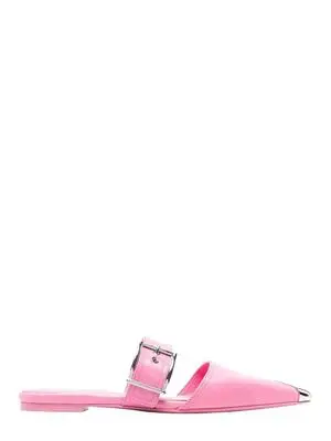 Alexander McQueen Buckled Leather Mules - Pink