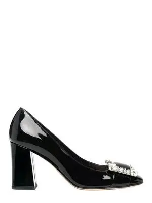 SERGIO ROSSI Embellished Patent Pumps - Black