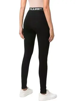 Philipp Plein Logo-waistband Leggings - Black
