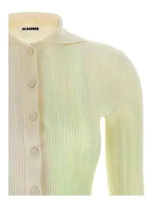 JIL SANDER Ribbed Knit Cardigan - Neutrals