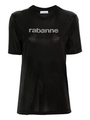 Rabanne Logo Embellished T-shirt - Black